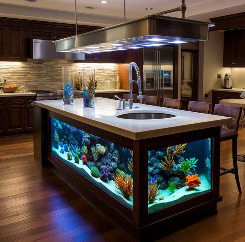 Making Waves: Amazing Kitchen Island Aquarium Ideas