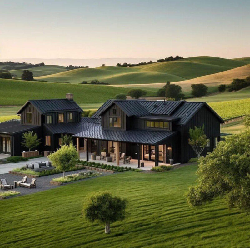Black Exterior Farmhouse Design: Surrounded by Nature