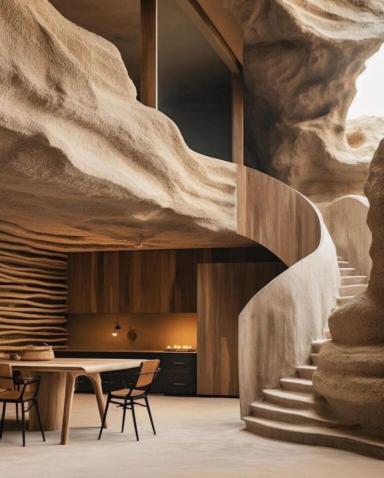 Cliffside Secluded Beach Home Concept: Carved into the Stone
