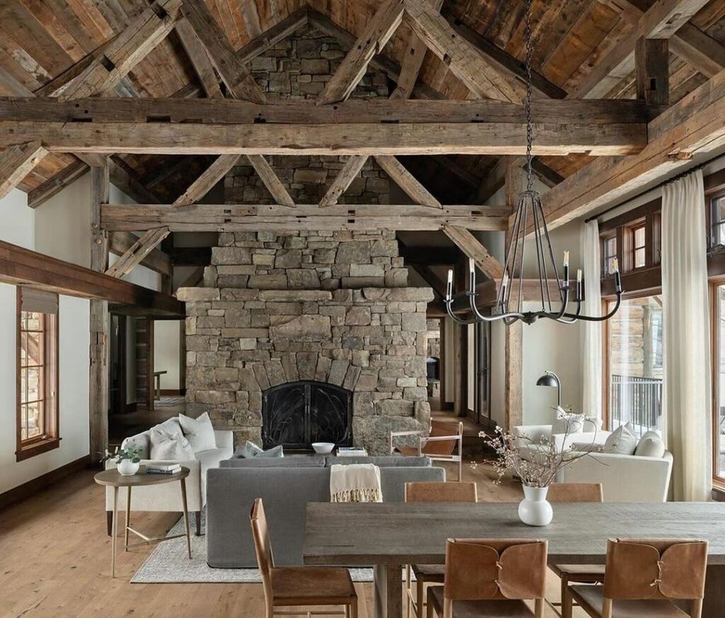Modern Mountain Cottage Home: Stone, Wood and Relaxation