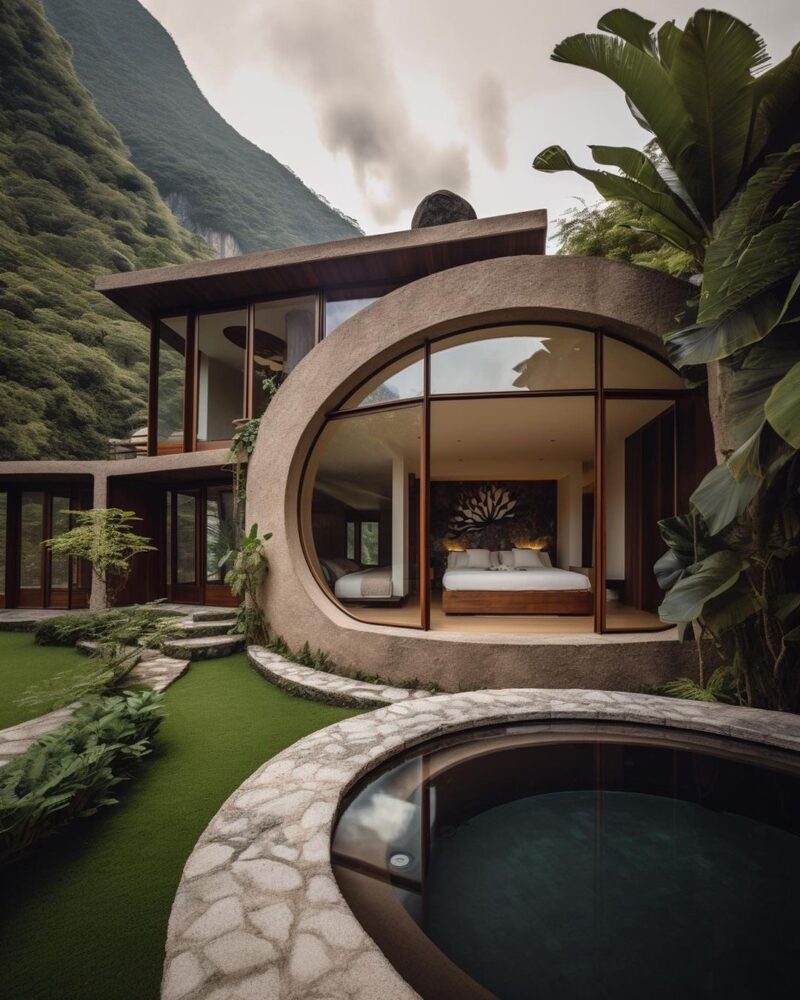 Modern Circular-Inspired Home Concept: Modern Jungle Oasis