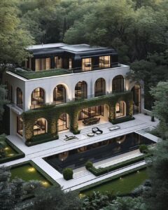 Classic Manor Design: Sophistication Adorned in Black and Gold