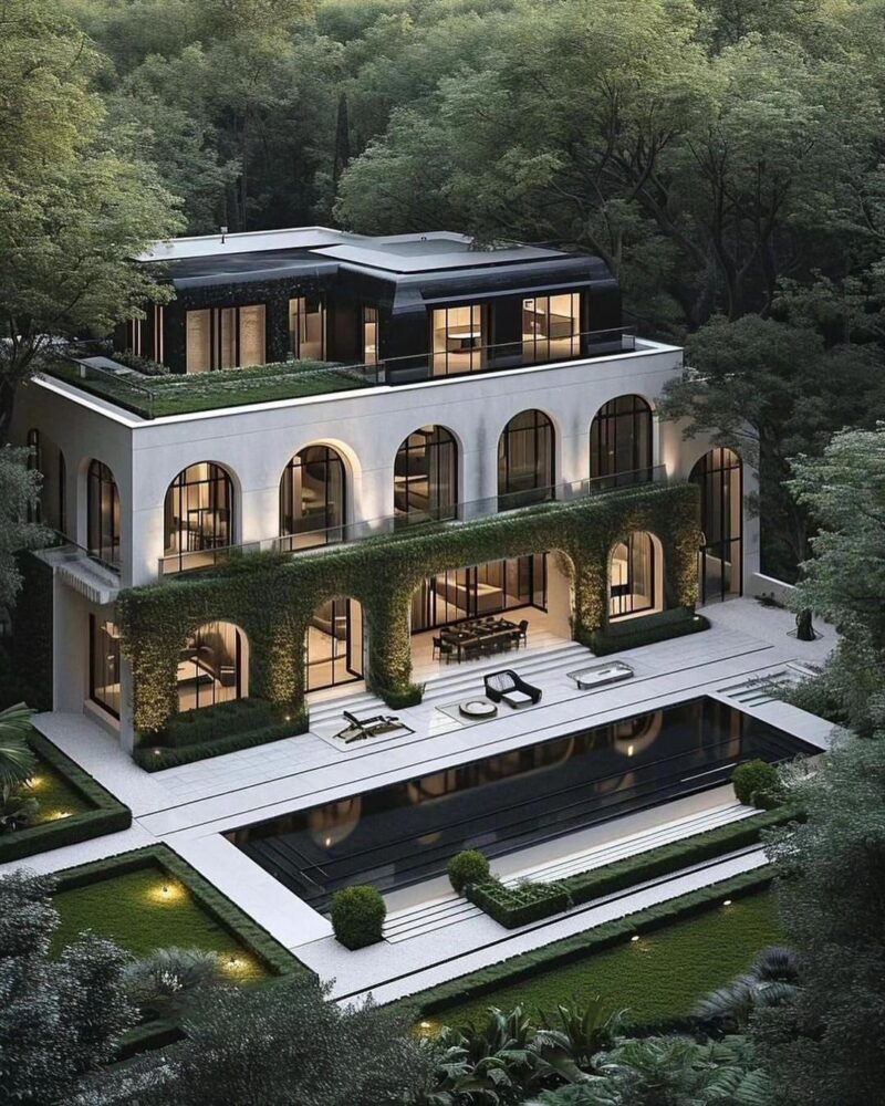 Classic Manor Design: Sophistication Adorned in Black and Gold